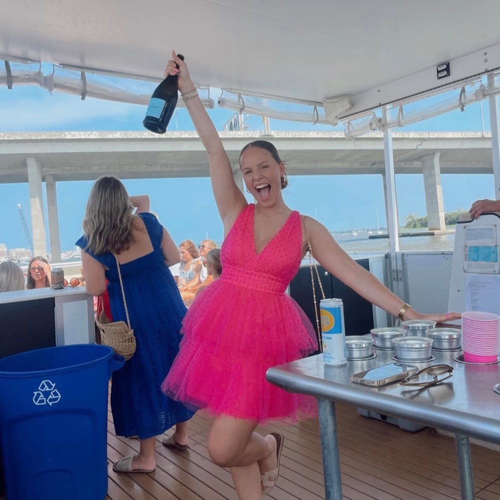 Bright Pink Barbie Tulle Tiered Mini Party Dress Small - Gem